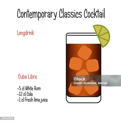 고립 된 쿠바 리브레 알콜 칵테일 벡터 일러스트 레이 션 제조 법 각얼음에 대한 스톡 벡터 아트 및 기타 이미지 각얼음 개념 고풍스런 Istock