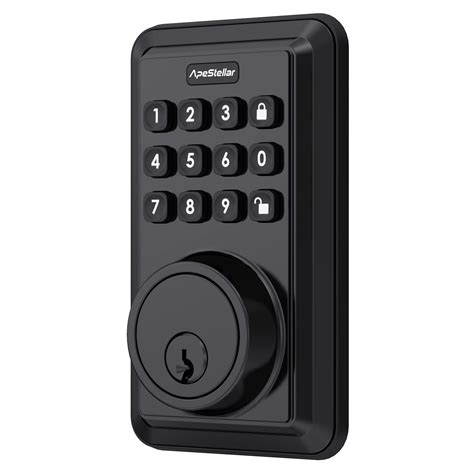 Apestellar Matte Black Electronic Keypad Deadbolt With 50 User Codes Anti Peep Auto Lock 1