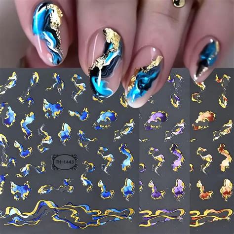 3d Nail Art Stickers Decals Marble Wave Line Nail Stickers