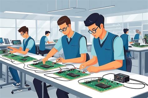 Premium Photo Students Assembling Electronic Circuits Vector Flat