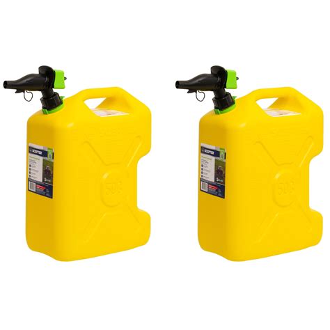 Scepter Smartcontrol Dual Handle Gas Container Jug 5 Gal 2 Pack Yellow