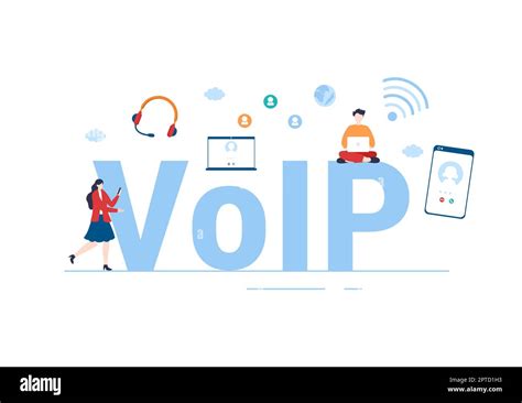 Voip Or Voice Over Internet Protocol With Telephony Scheme Technology And Network Phone Call
