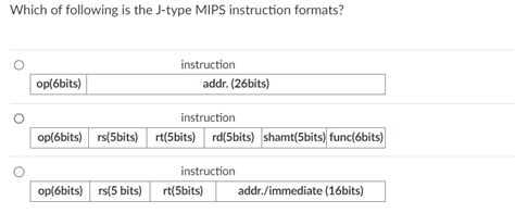 which of following is the j type mips instruction
