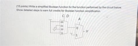Solved Points Write A Simplified Boolean Function For Chegg
