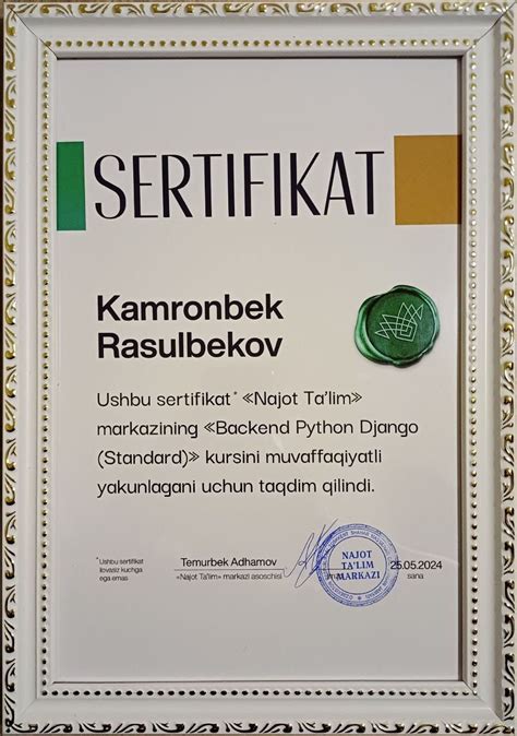 Kamronbek Rasulbekov On Linkedin I Provisionally Completed The Backend
