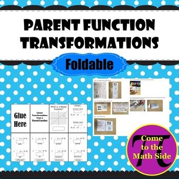Parent Functions Transformations Foldable By Come To The Math Side