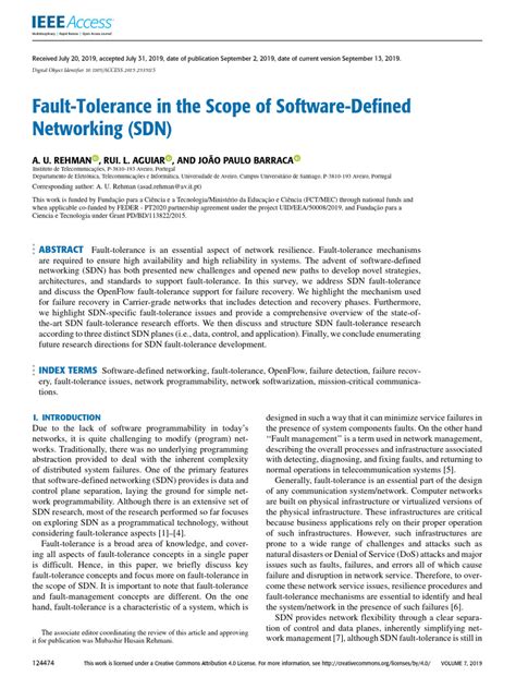 Fault Toleranceinthescopeofsoftware Definednetworkingsdn