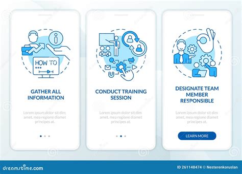 Adjusting Business App Tips Blue Onboarding Mobile App Screen Stock Vector Illustration Of