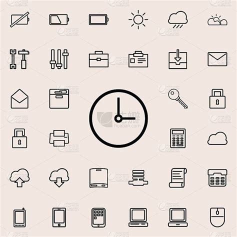 时钟图标。详细的一组极简图标。高级图形设计。收藏图标之一的网站，网页设计，移动应用程序