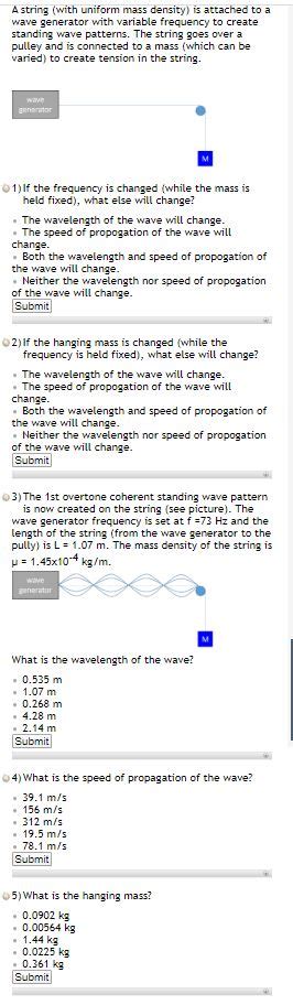 Solved A String With Uniform Mass Density Is Attached To A
