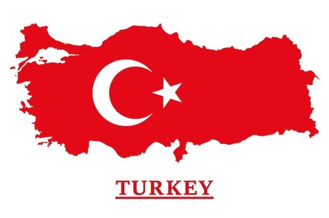터키 국기 지도 디자인 지도 안에 터키 국기의 그림 프리미엄 벡터