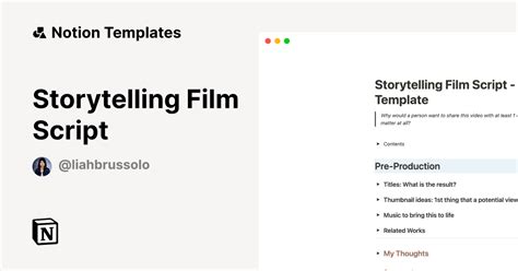 Storytelling Film Script Template By Liah Brussolo Notion Marketplace
