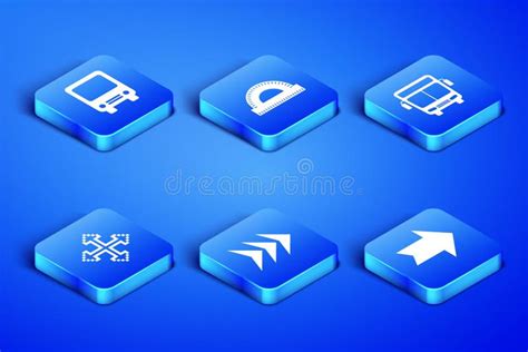Set Arrow Bus Pixel Arrows In Four Directions Protractor Grid And Icon Vector Stock