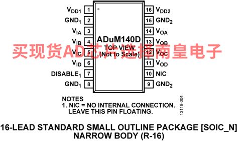 Adum140d（带输入禁用和0个反向通道的鲁棒、四通道隔离器） Ad代理