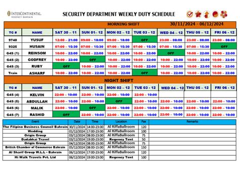 Weekly Security Duty Schedule Nov Dec 2024 Pdf