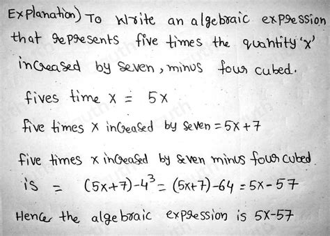 Solved OPEN RESPONSE Write An Algebraic Expression That Represents Five Times The Quantity X