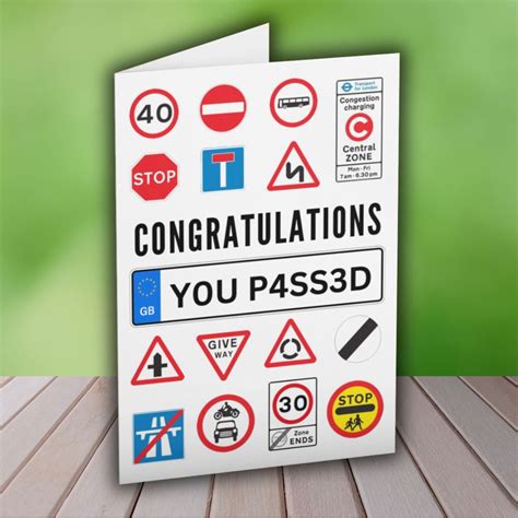 Uk Road Sign Congratulations You Passed Card Driving Test Card Click