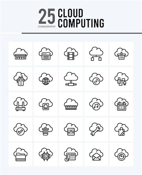 Premium Vector Cloud Computing Outline Icons Pack Vector Illustration