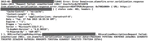 Ios Error Code 1011 With Status Code 401 Stack Overflow