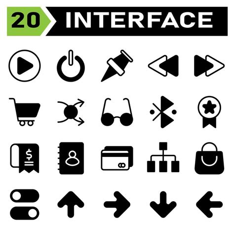 User Interface Icon Set Include Play Button Circle Start Interface Power Power On Power