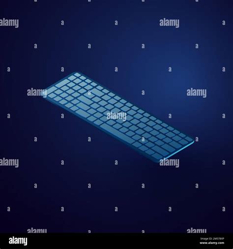 Isometric Computer Keyboard Vector Illustration Blue Background Stock