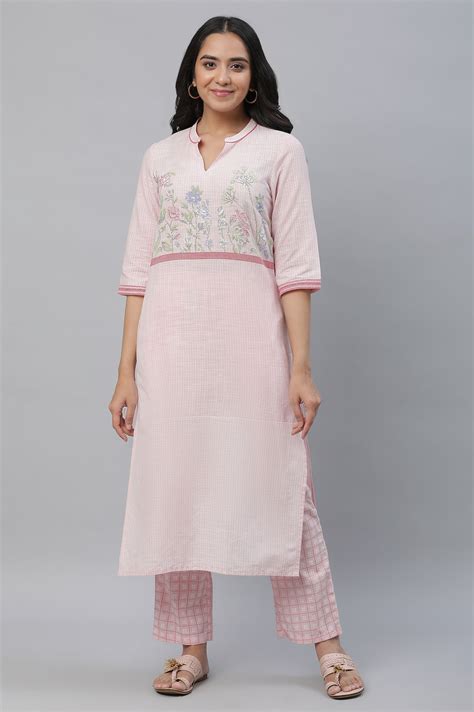 Buy Pink Floral Printed Rayon Straight Casual Kurta Online For Woman
