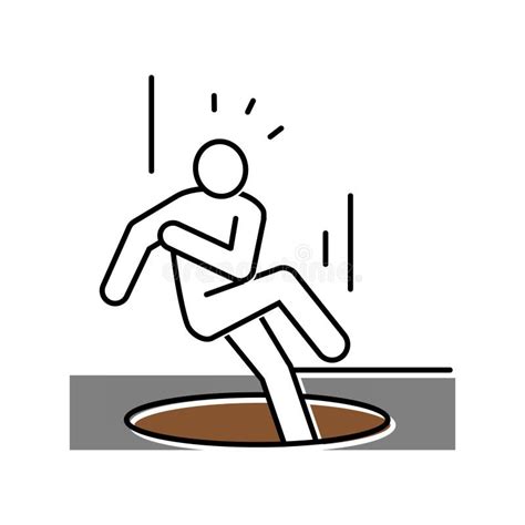 Pit Fall Man Accident Color Icon Vector Illustration Stock Illustration Illustration Of Vector