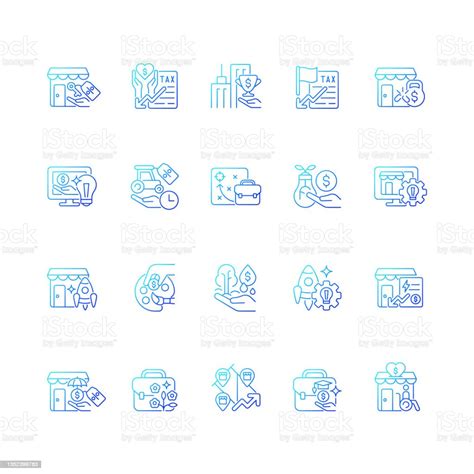 Small Business Incentives Gradient Linear Vector Icons Set Stock Illustration Download Image