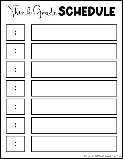 Blank Daily Schedule Template Printable Teaching Resources