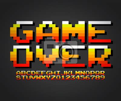 Arcade Game Font Vector Wall Stickers Vintage Character Creative Myloview Com