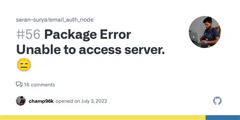 Package Error Unable To Access Server Issue 56 Saran Surya