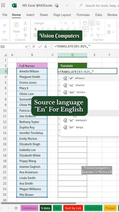 Translate Any Language in Excel | TRANSLATE Formula 🔥 #Excel #translation #exceltips # ...
