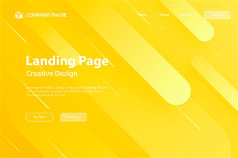 방문 페이지 템플릿 기하학적 모양의 추상적 디자인 트렌디한 옐로우 그라데이션 0명에 대한 스톡 벡터 아트 및 기타 이미지 0