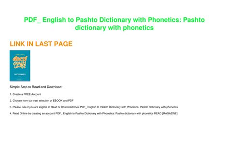 ppt ⚡pdf english to pashto dictionary with phonetics pashto