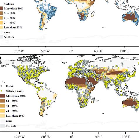 The Spatial Distribution Of Hydrological Stations And Dams A The