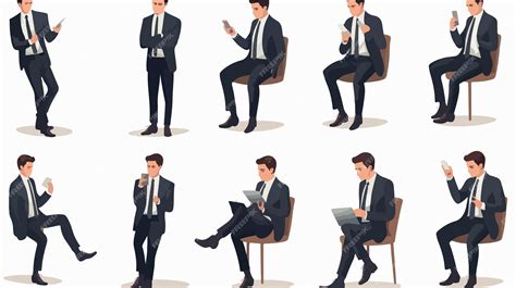 Las Posturas De Personajes De Hombres De Negocios Para Uso Profesional