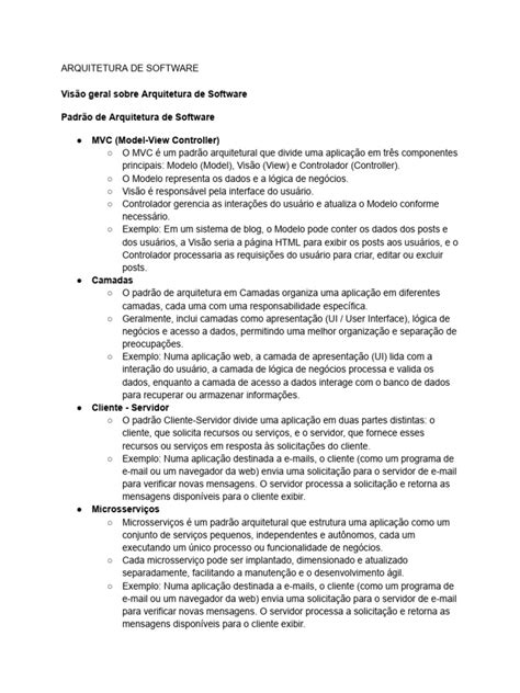 Arquitetura De Software Pdf Model View Controller Mvc Modelo