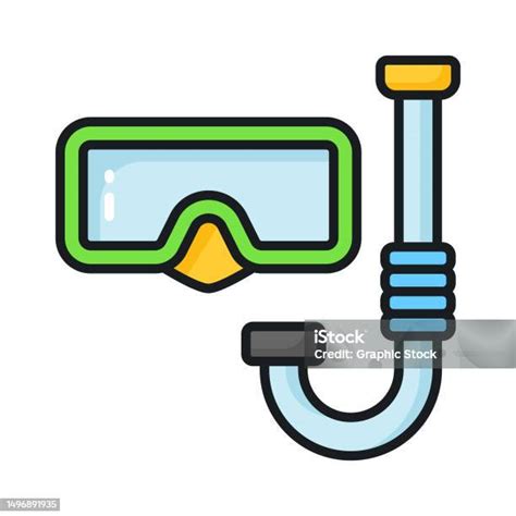 현대적인 스타일의 스노클링 마스크의 벡터를 아름답게 디자인하고 사용하기 쉬운 아이콘 들이마심에 대한 스톡 벡터 아트 및 기타