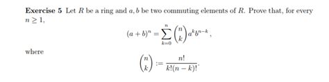 solved exercise 5 let r be a ring and a b be two commuting