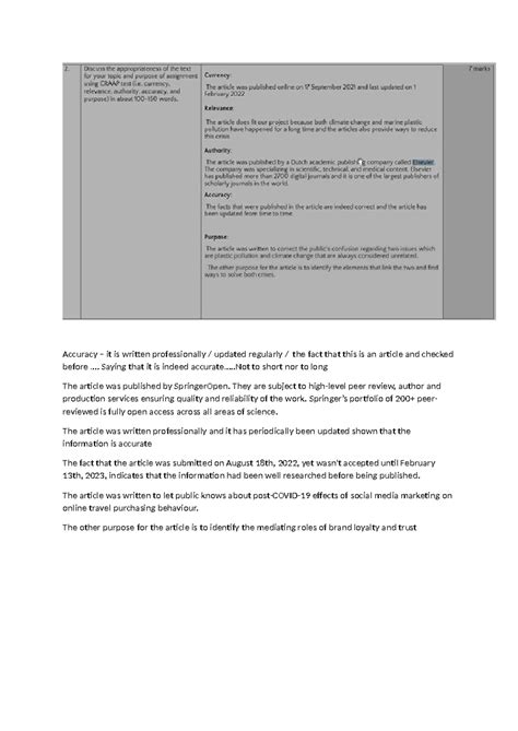 Craap Test Example Summary English Literature Accuracy It Is