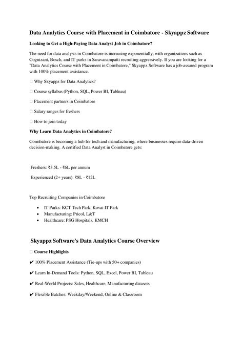 Ppt Data Analytics Course With Placement In Coimbatore Skyappz