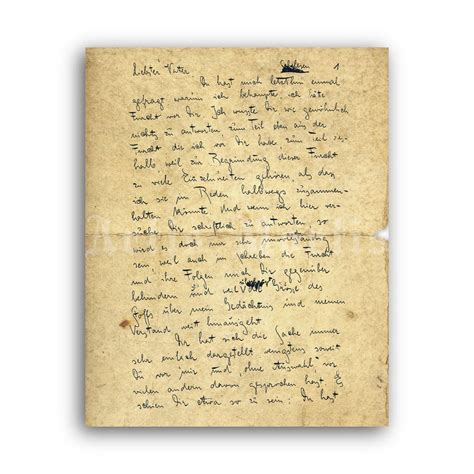 Printable Franz Kafkas Letter To His Father Manuscript Page Poster
