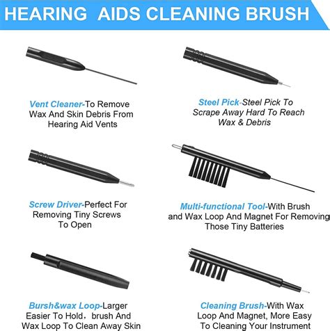 Hearing Aid Cleaning Kit Pc Set With Brush Wax Loop Magnet Velvet Bag Included Buy Now