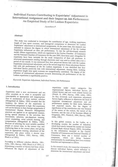 Pdf Individual Factors Contributing To Expatriates Adjustment In