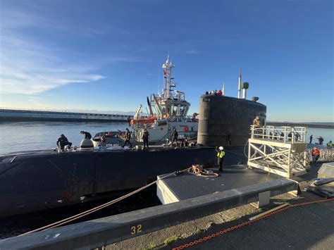 Hmcs Corner Brook Submarine Surfaces At Ogden Point After Months At Sea