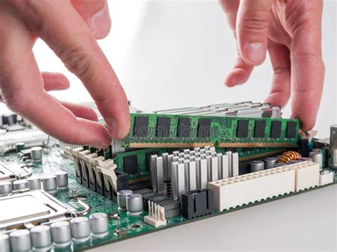 installing ram modules in the computer motherboard replacing and