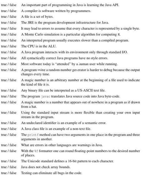 Solved True False An Important Part Of Programming In Java