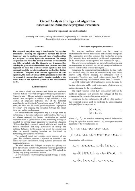 pdf circuit analysis strategy and algorithm based on the diakoptic
