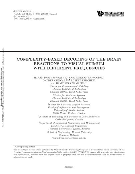 Pdf Complexity Based Decoding Of The Brain Reactions To Visual