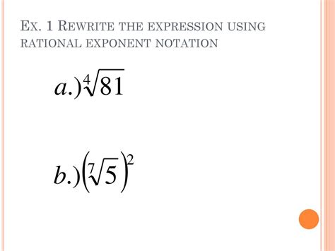 6 1 evaluate nth roots and use rational exponents ppt download